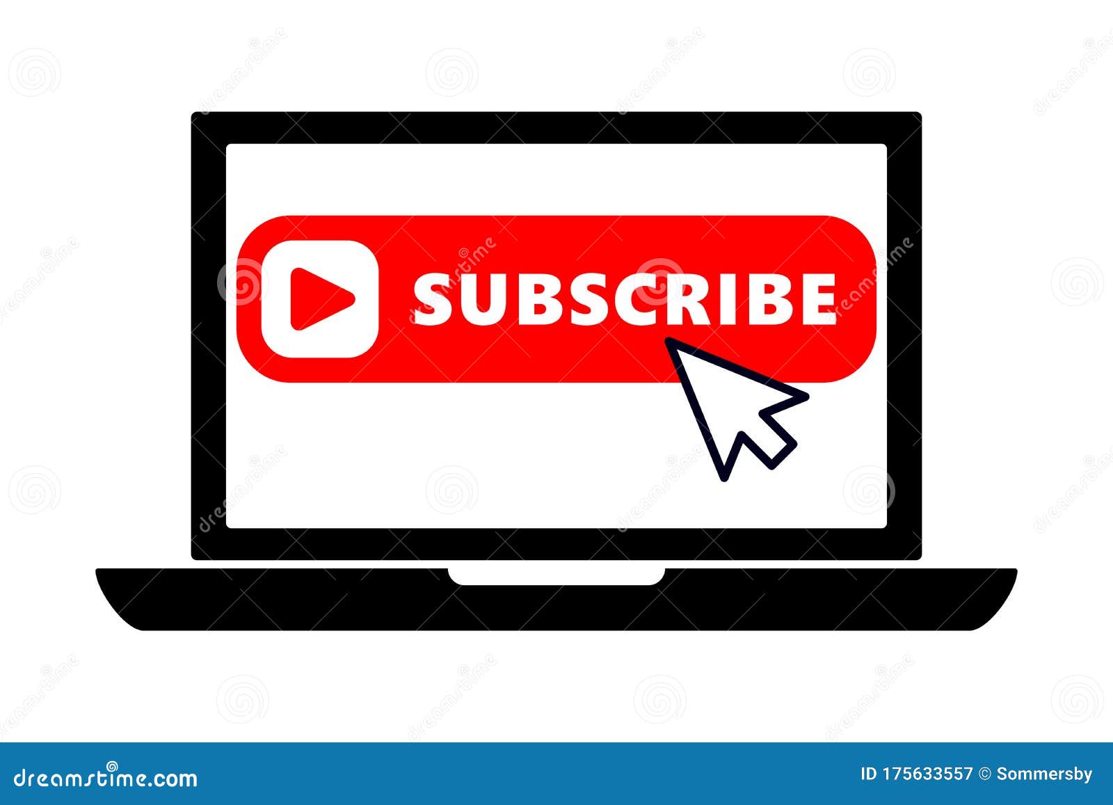 Flat Black Laptop Icon with Arrow Pointer or Cursor Mouse Clicking on ...