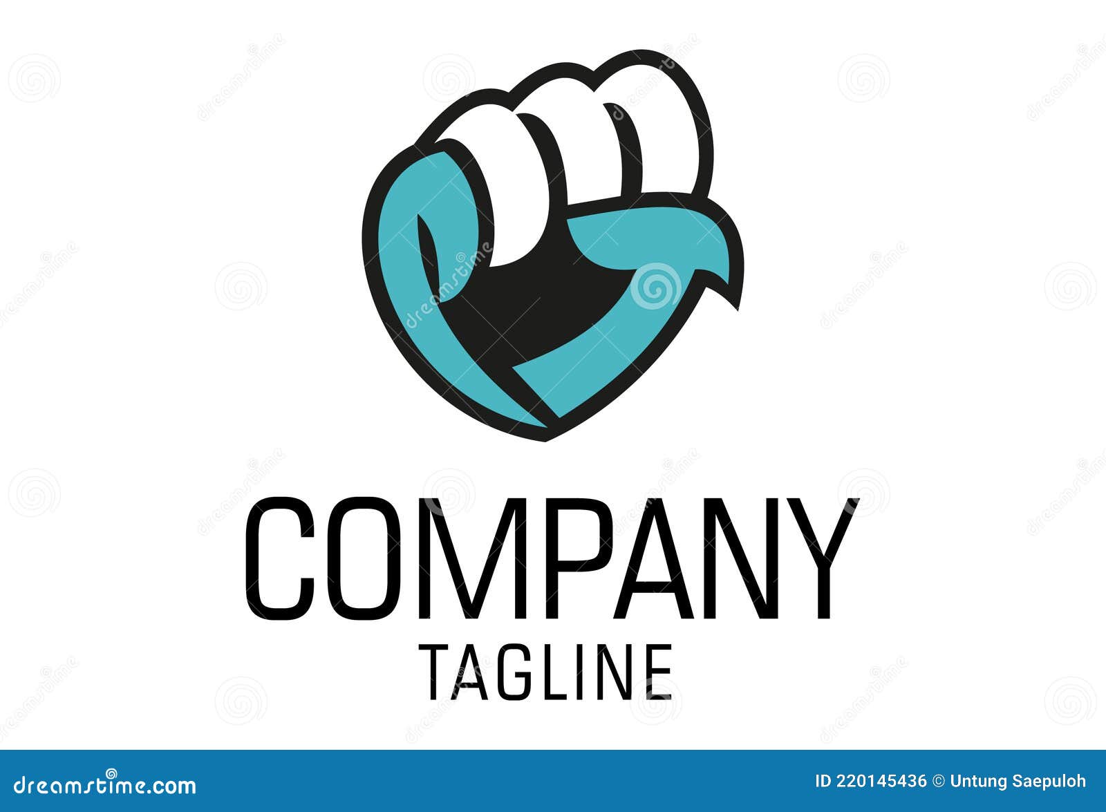 Black and Light Blue Abstract Simple Shape Hand Power Logo Design Stock ...