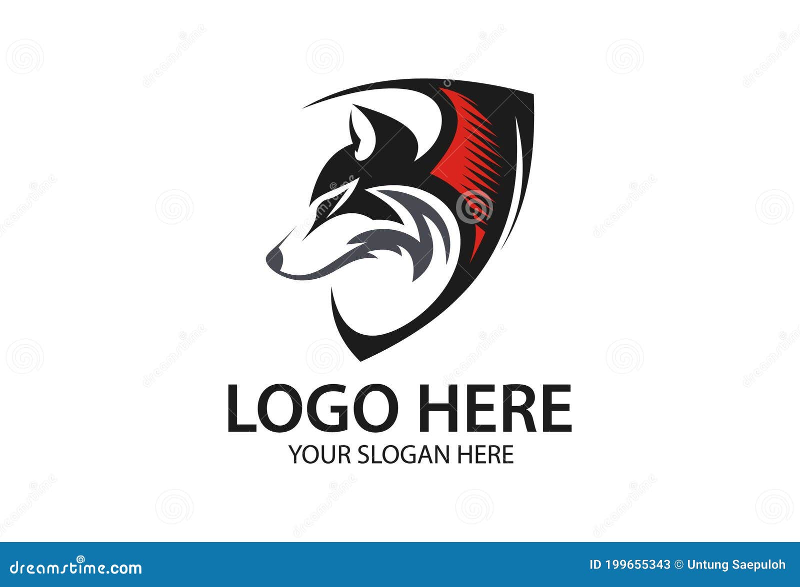 Black and Red Wolf Head with Shield Logo Design Stock Vector ...