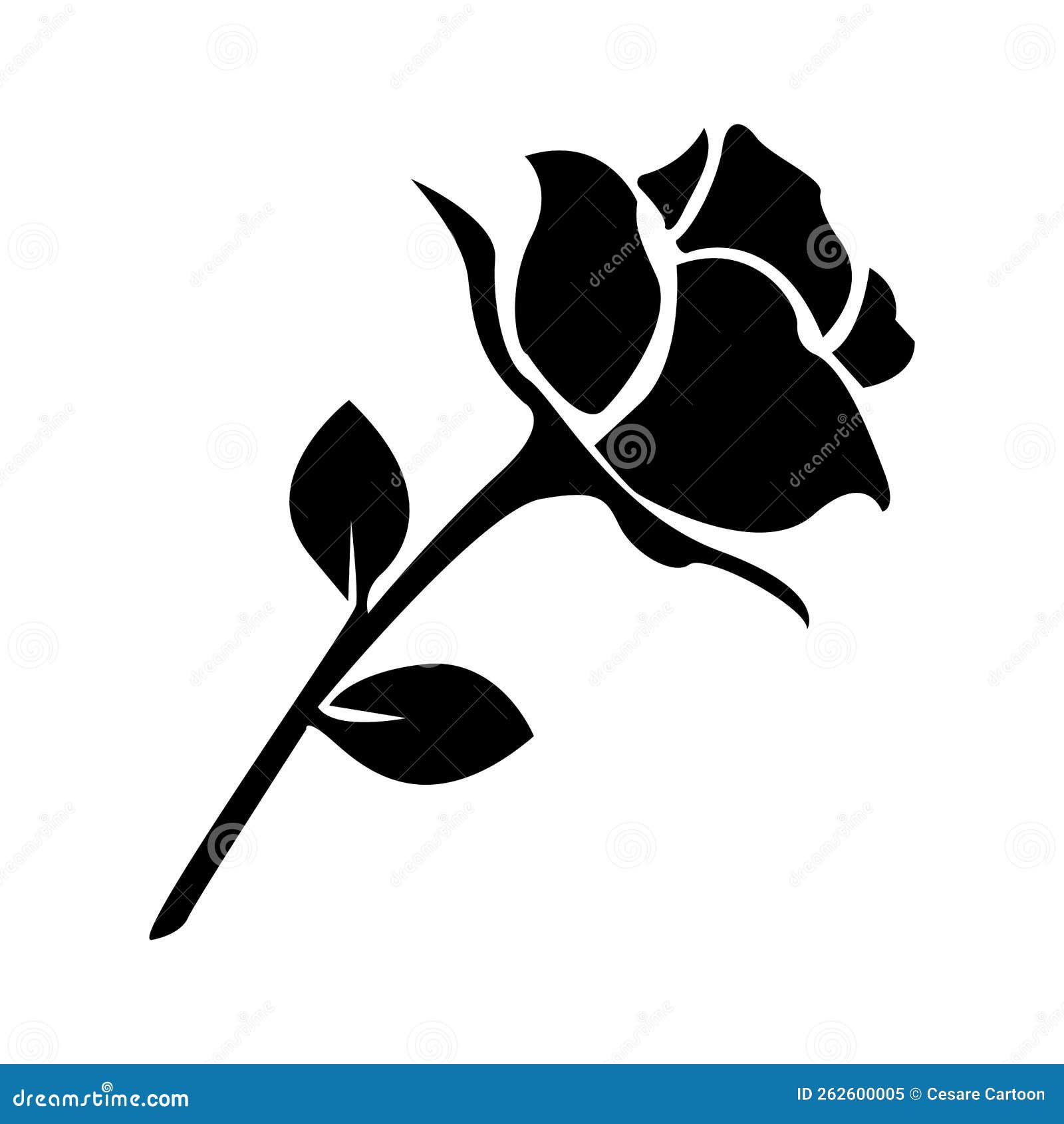 Flat black rose stock vector. Illustration of rose, nature - 262600005