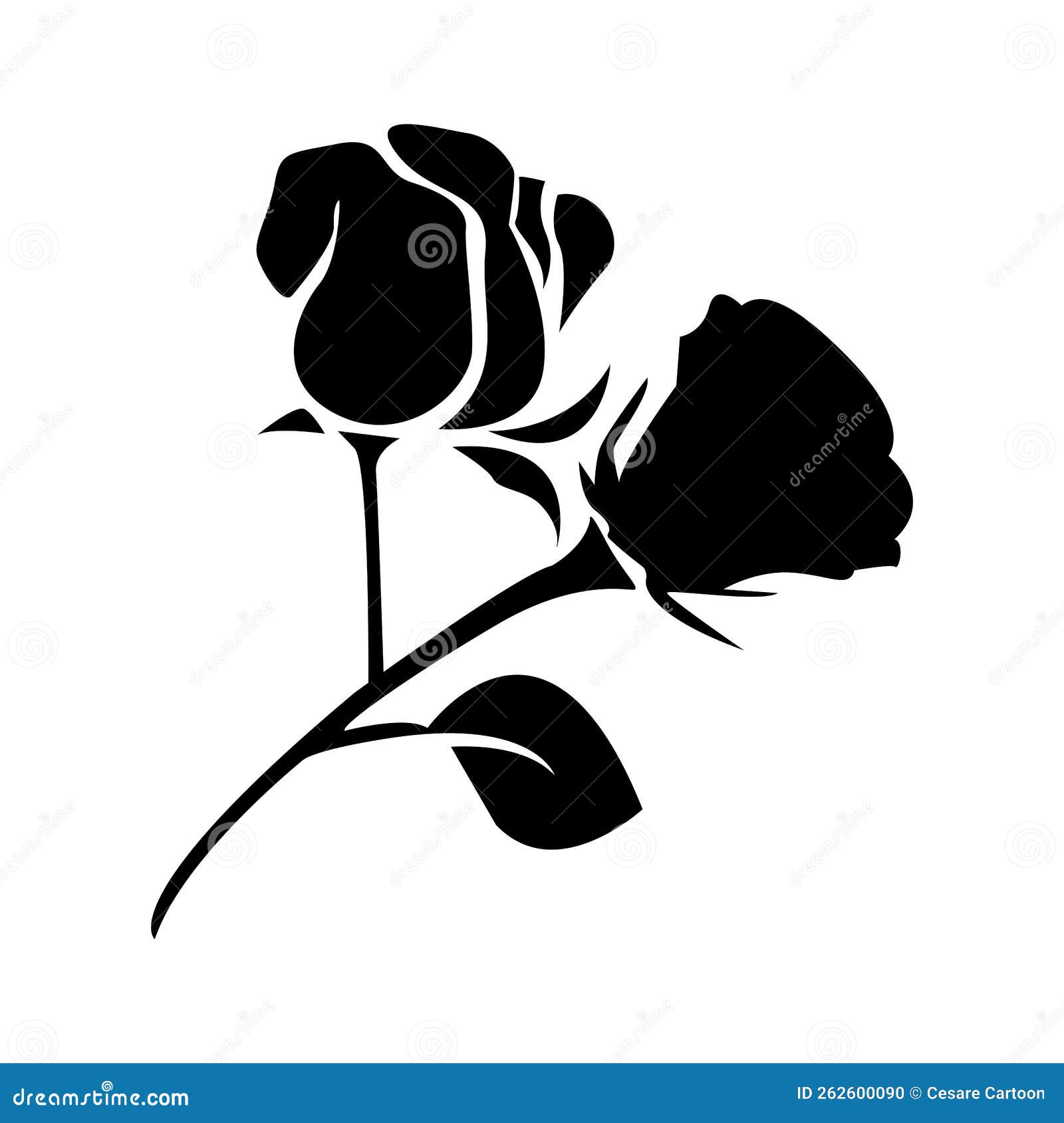 Flat black rose stock vector. Illustration of rose, logo - 262600090