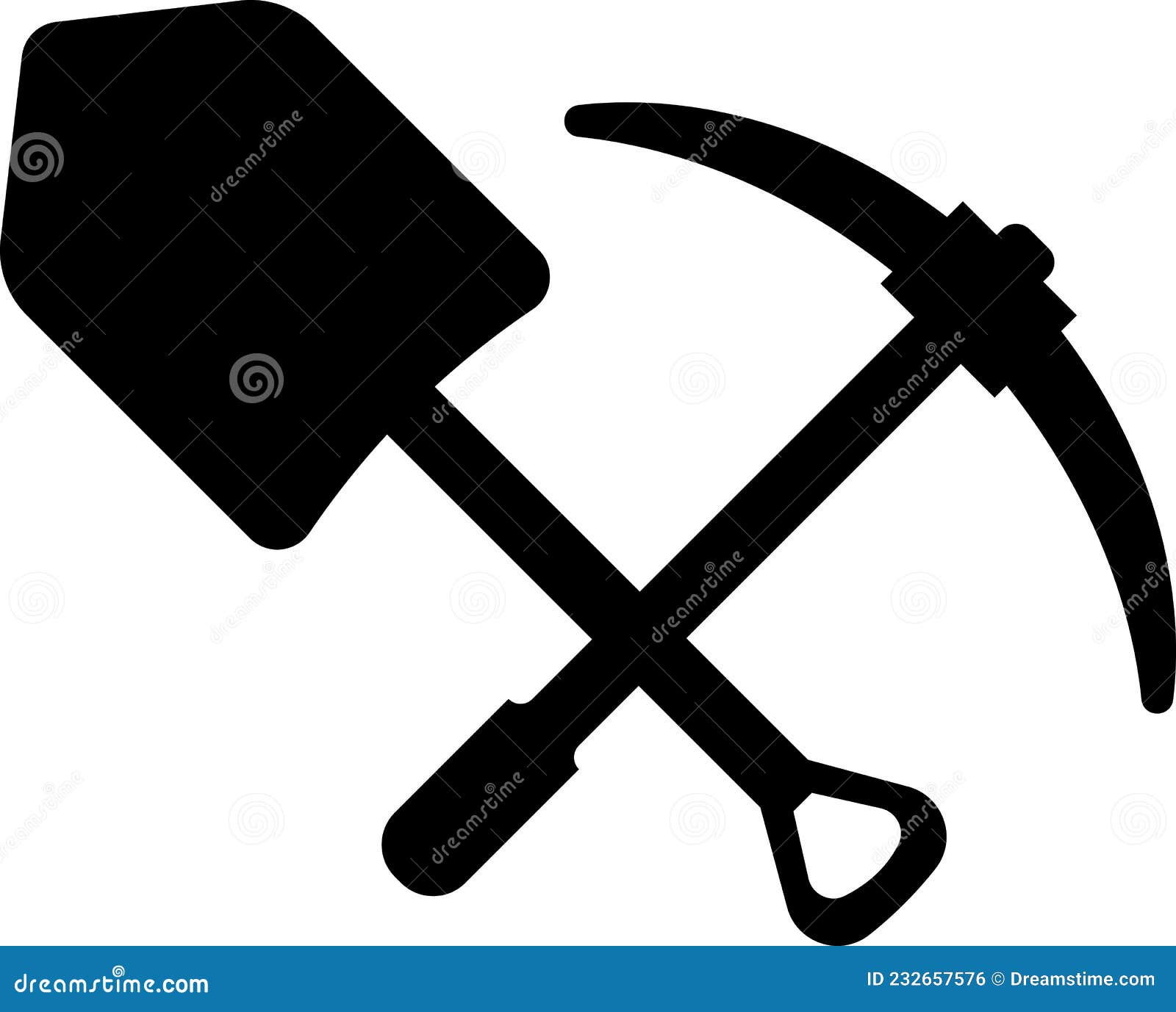 Flat Black Shovel and Pickaxe Symbol. Vector Image Stock Vector ...