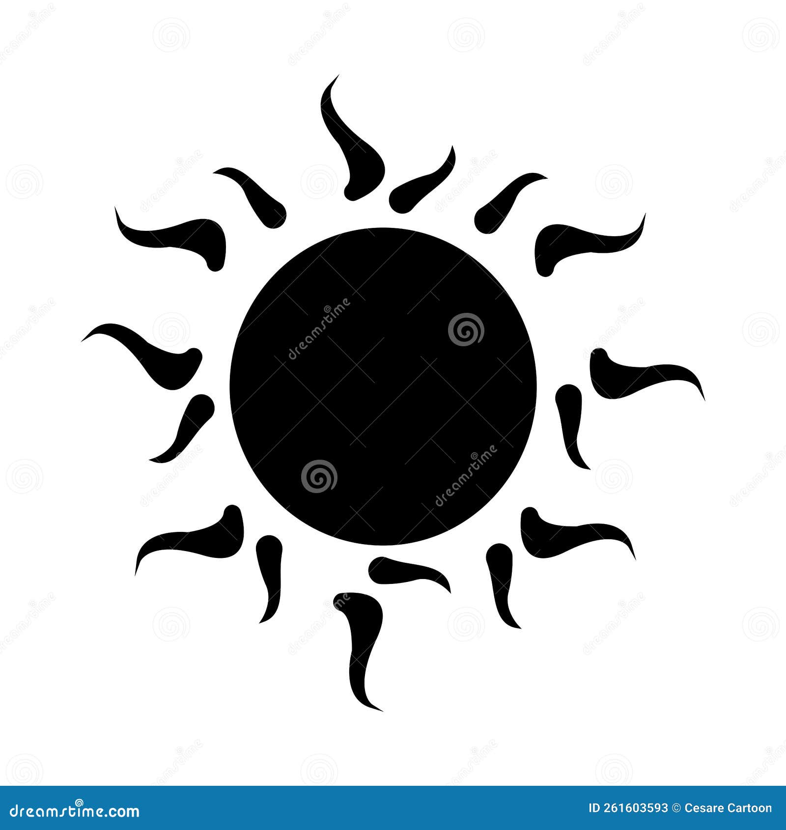 Flat black sun icon stock vector. Illustration of nature - 261603593