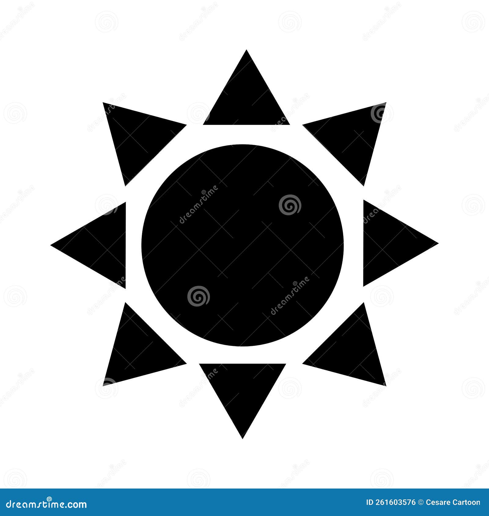 Flat black sun icon stock vector. Illustration of design - 261603576
