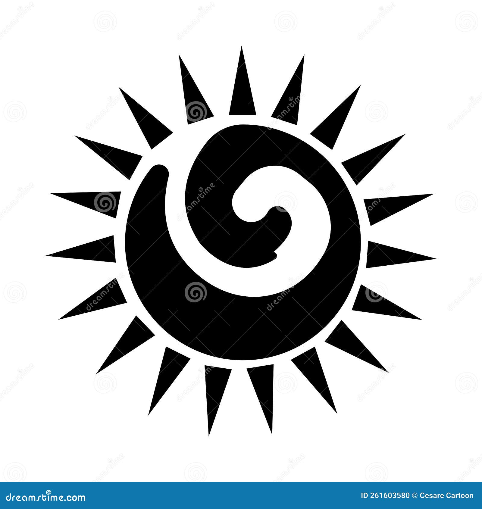 Flat black sun icon stock vector. Illustration of star - 261603580
