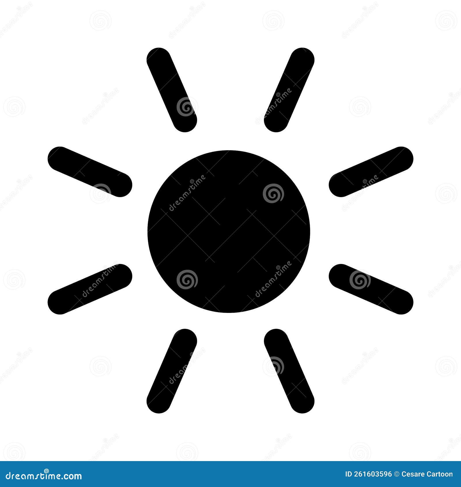 Flat black sun icon stock vector. Illustration of flat - 261603596