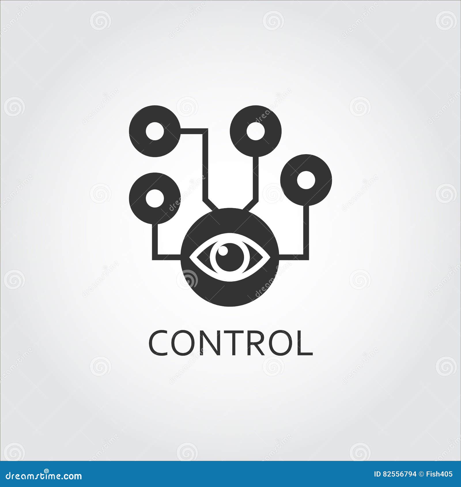 Flat Black Vector Icon Control System Supervision As Eye. Stock Vector ...