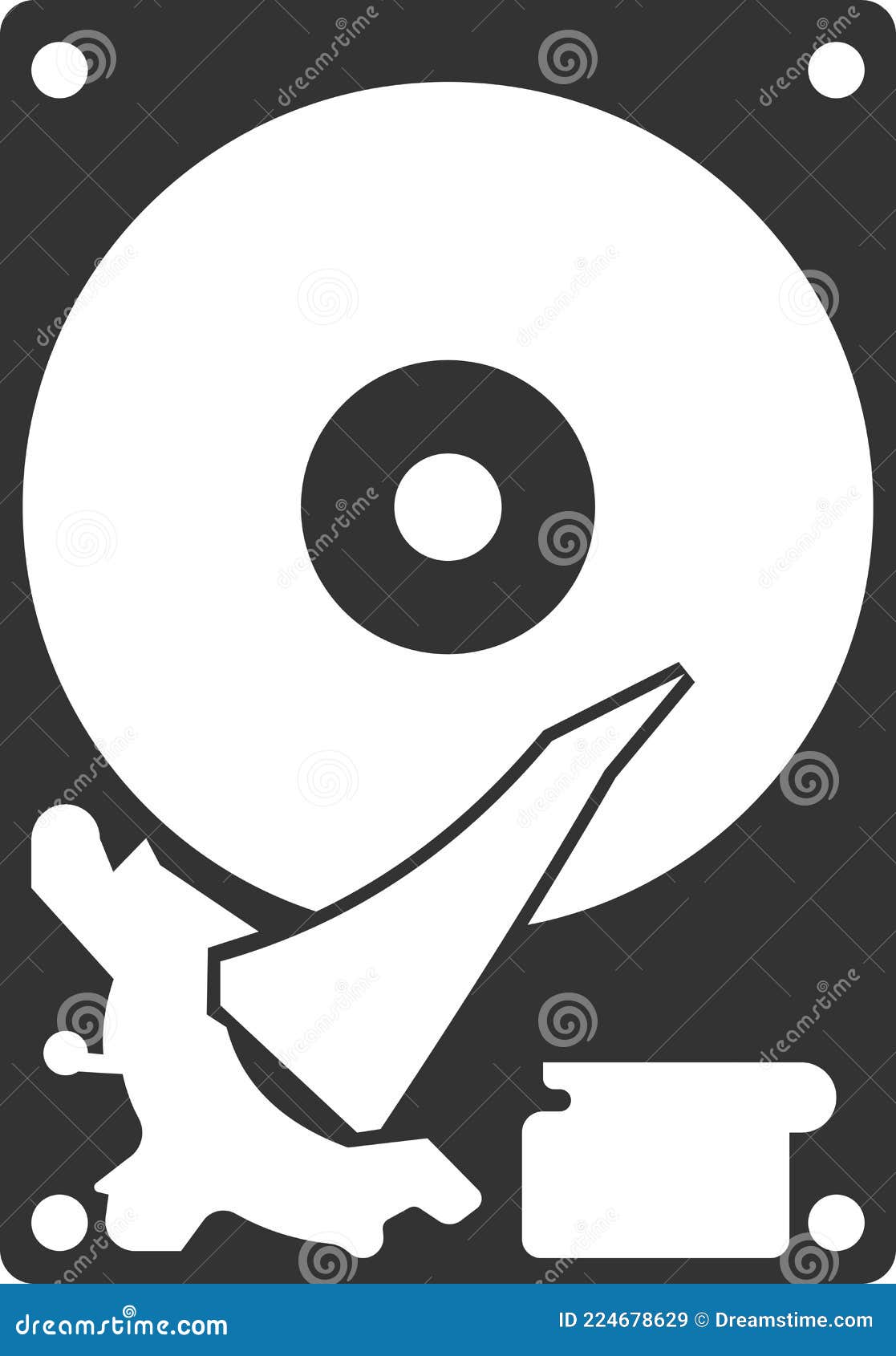 Flat Black Vector Icon of the Hard Disk. Stock Vector - Illustration of ...