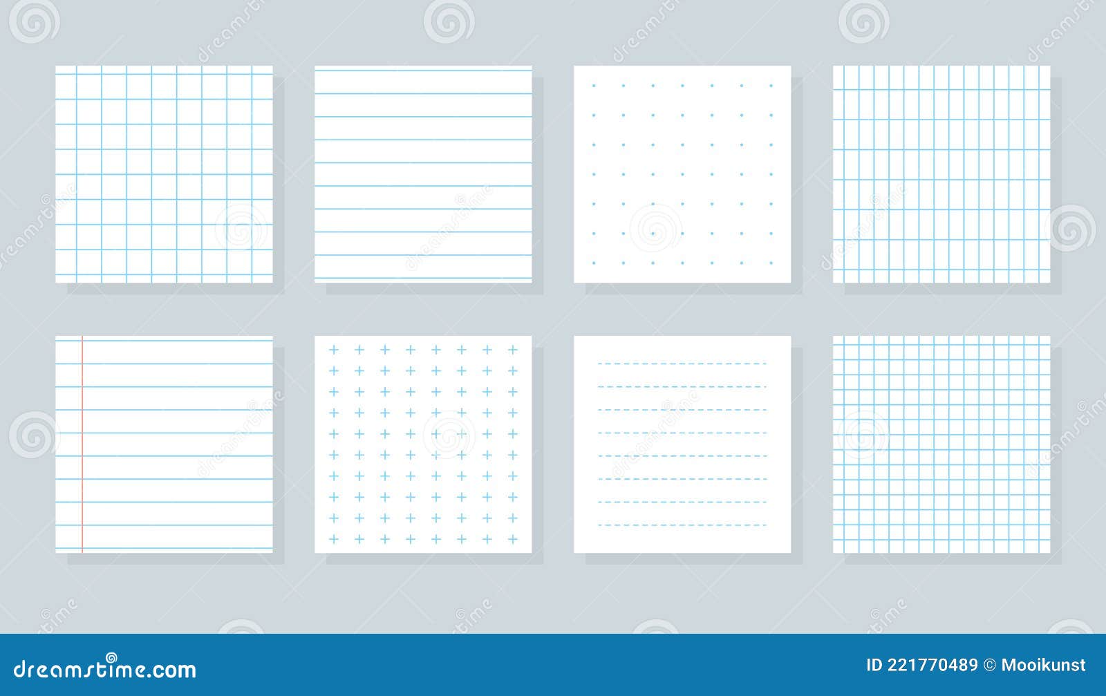 Flat Blue Checkered Line Sheet Copybook Set Vector Stock Vector ...