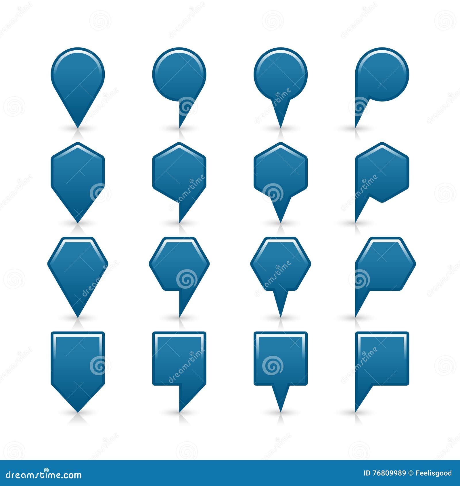 Flat Blue Color Map Pin Sign Location Icon Stock Vector - Illustration ...