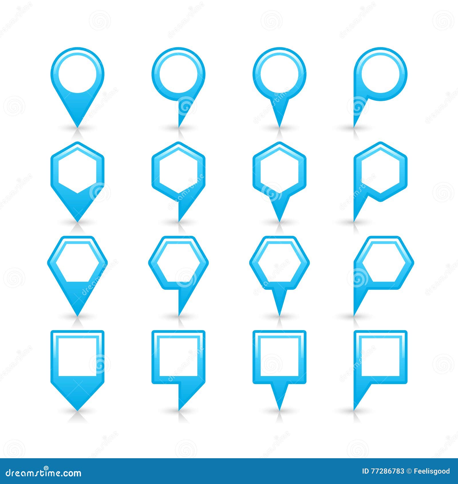 Flat Blue Color Map Pin Sign Location Icon Stock Vector - Illustration ...