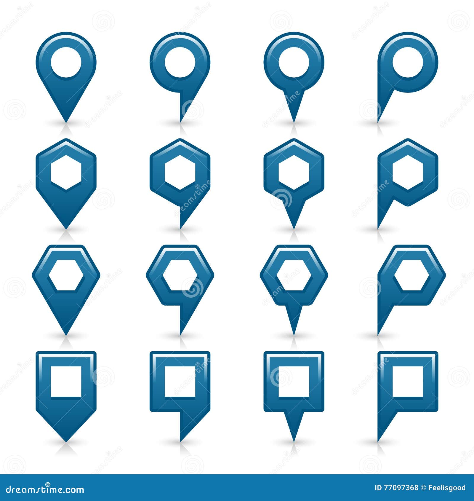 Flat Blue Color Map Pin Sign Location Icon Stock Vector - Illustration ...