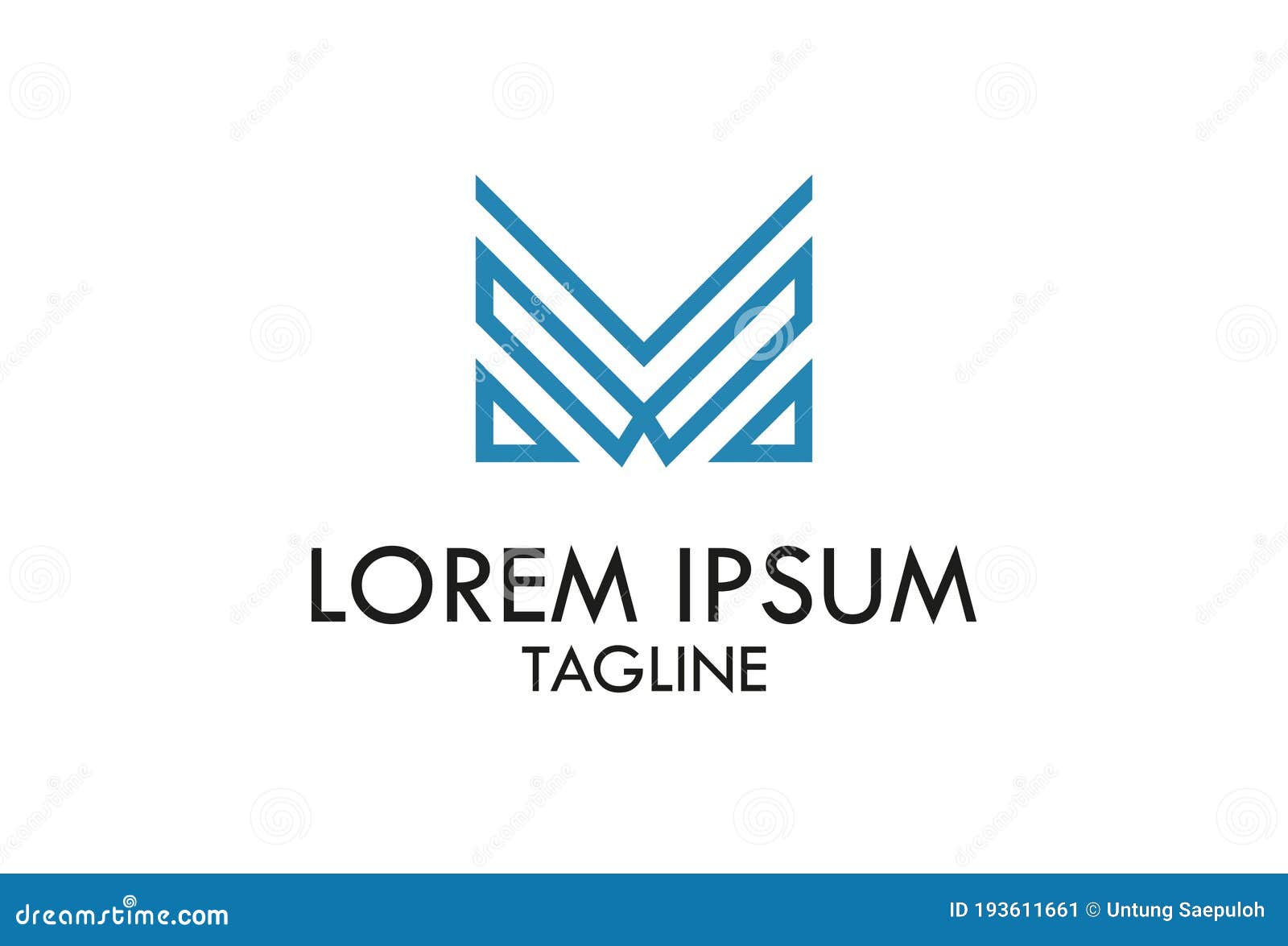 Blue Line Art Letter M Logo Design Stock Vector - Illustration of ...