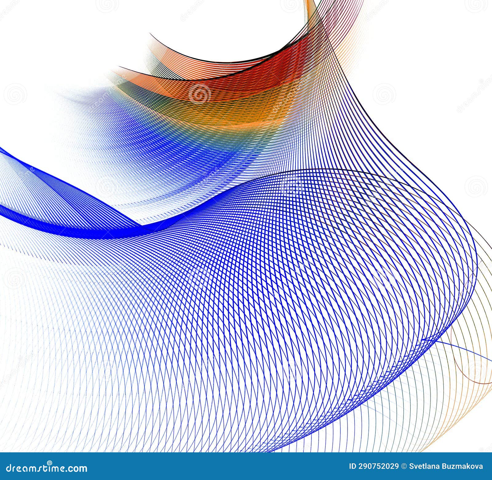 Flat Blue, Orange, Red Striped Elements are Curved and Layered on a ...