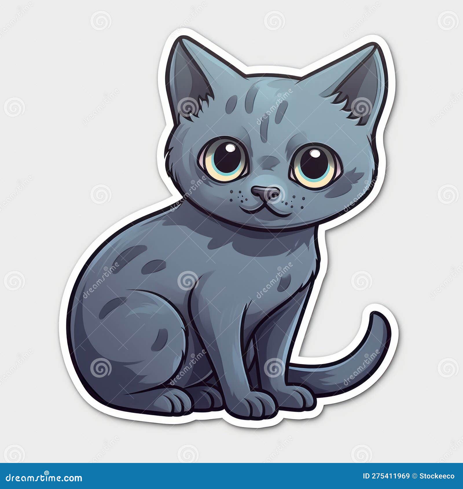 Flat Border Sticker With Cel Shading Of A Cute Anime Style Deer Fly ...