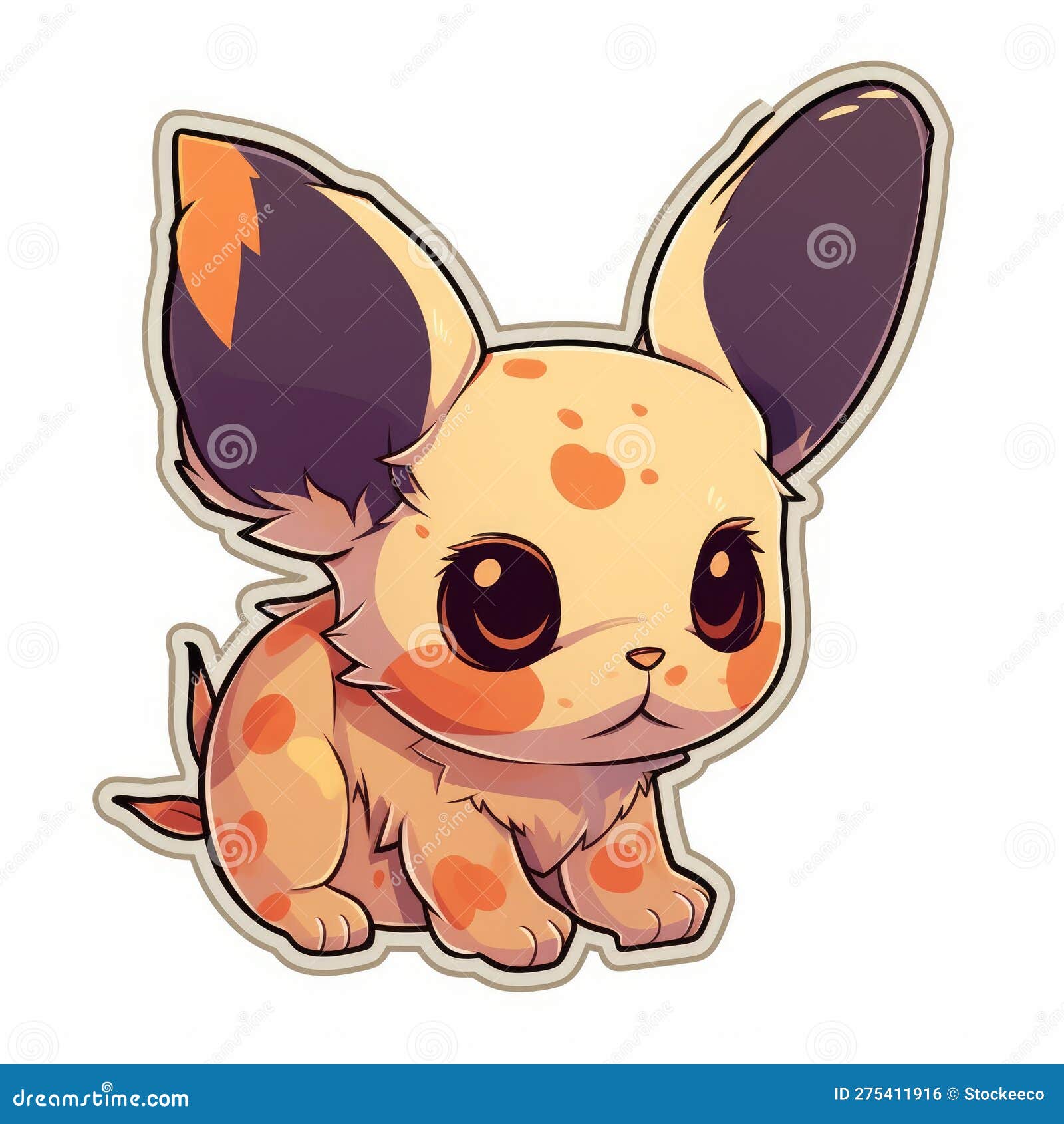 Flat Border Sticker With Cel Shading Of A Cute Anime Style Deer Fly ...