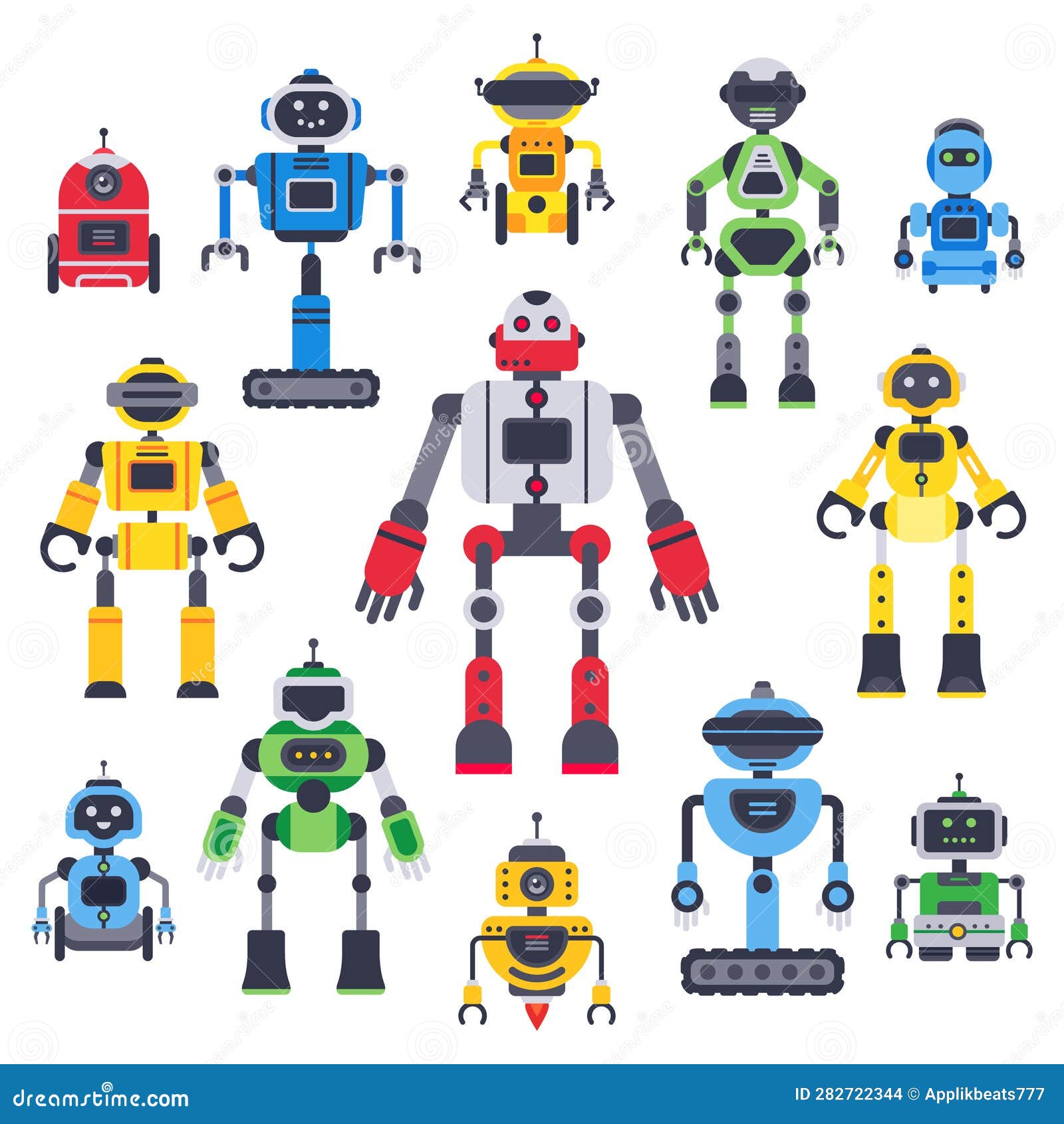 Flat Bots and Robots. Robotic Bot Mascot, Humanoid Robot and Cute ...