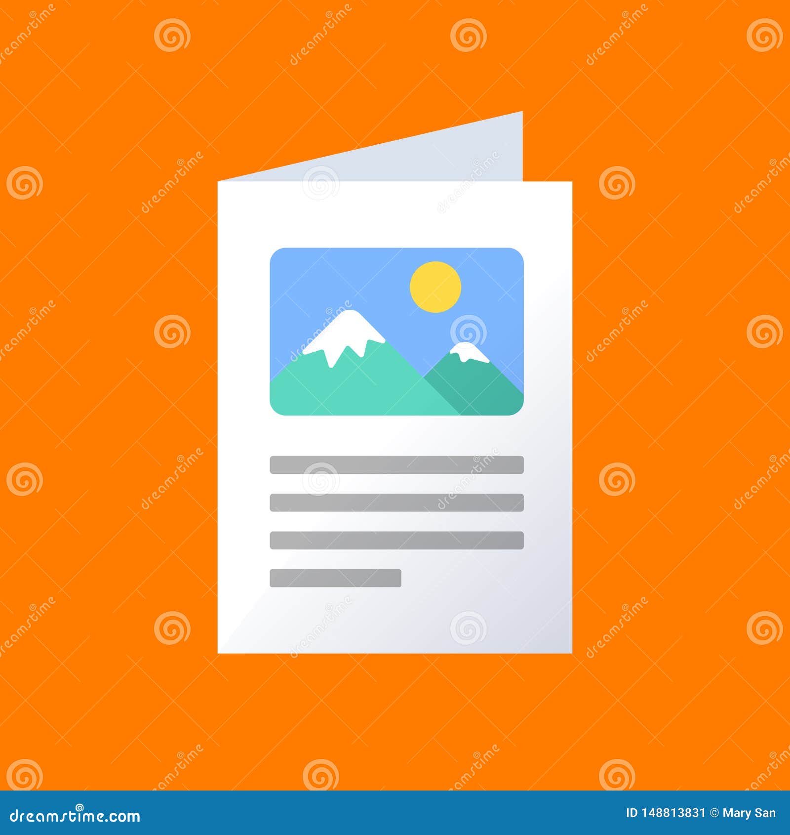 Flat Brochure Vector Icon, Color Information Brochure Icon. File with ...