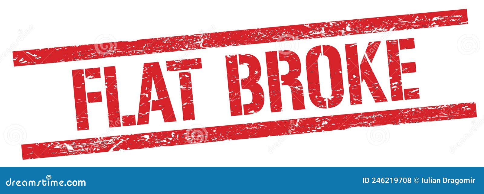 FLAT BROKE Text on Red Grungy Rectangle Stamp Stock Illustration ...