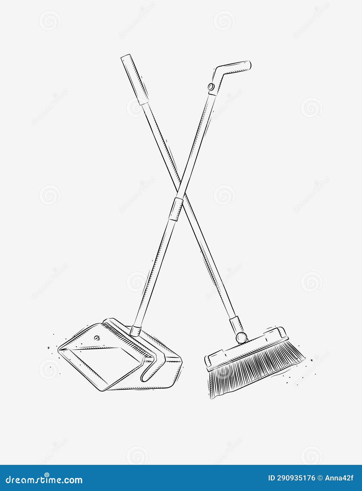 Flat Broom And Dustpan Composition Vector Illustration | CartoonDealer ...