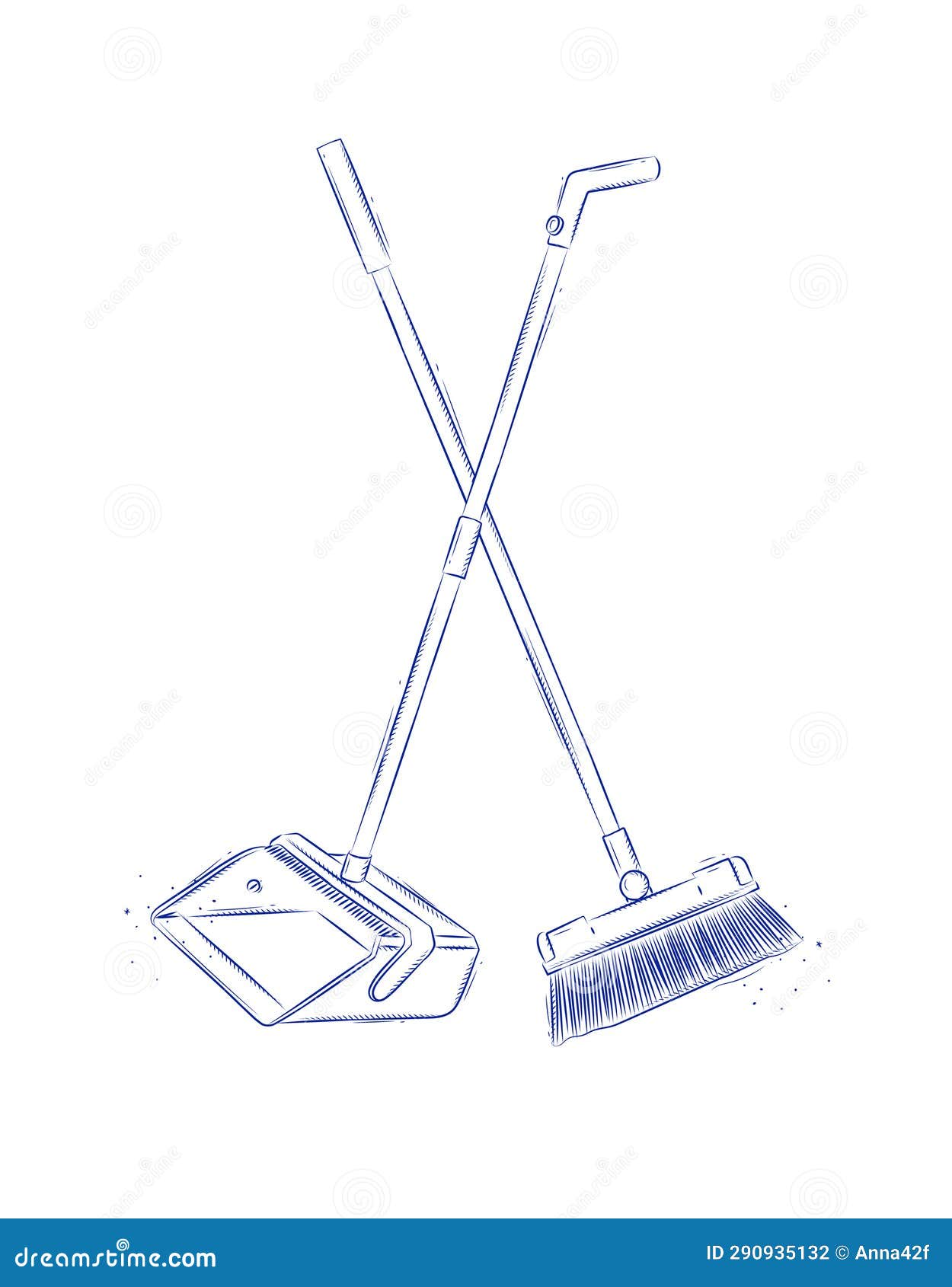 Flat Broom And Dustpan Composition Vector Illustration | CartoonDealer ...