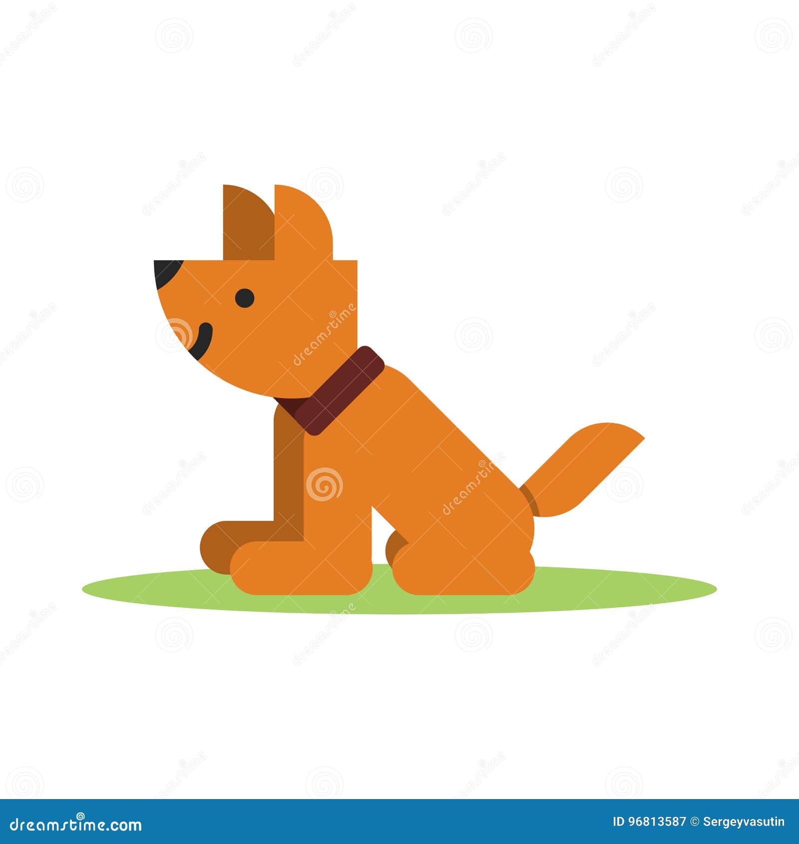 Flat brown icon of dog stock illustration. Illustration of silhouette ...