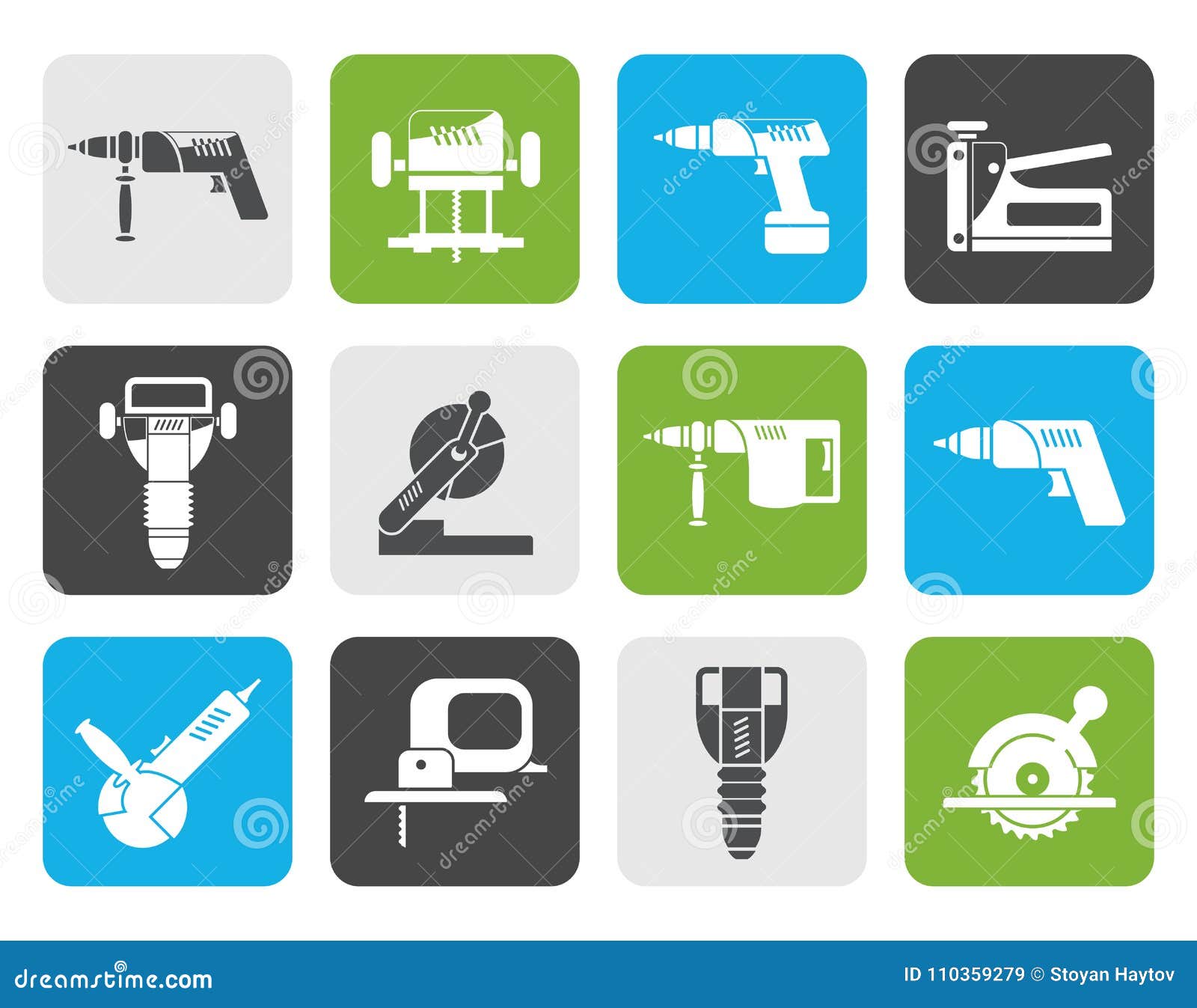 Flat Building and Construction Tools Icons Stock Vector - Illustration ...