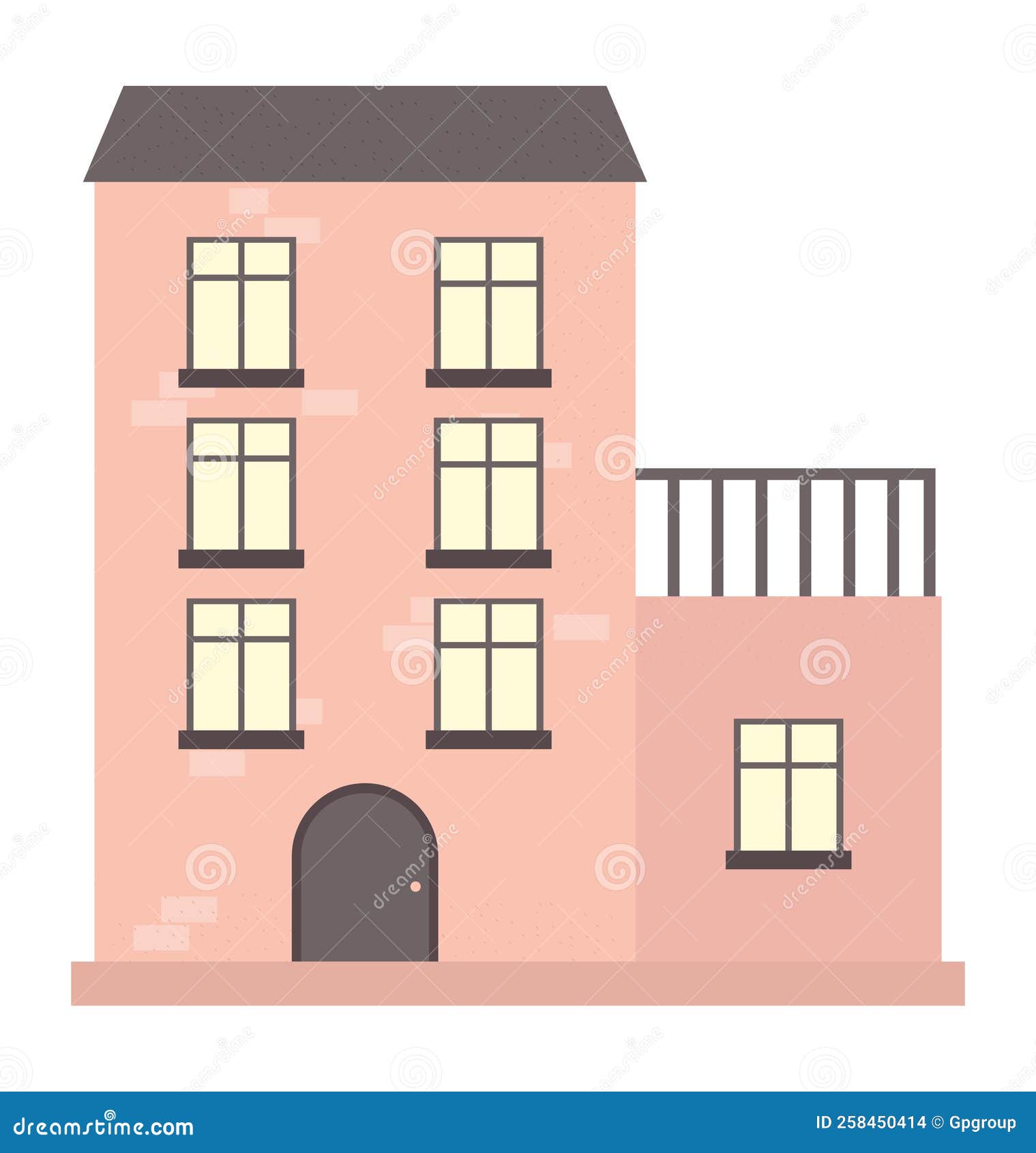 Flat building design stock vector. Illustration of skyscraper - 258450414