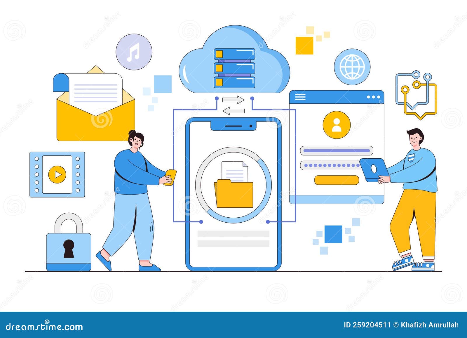Flat Business Cloud Technology on Mobile Phone or Smartphone Device ...