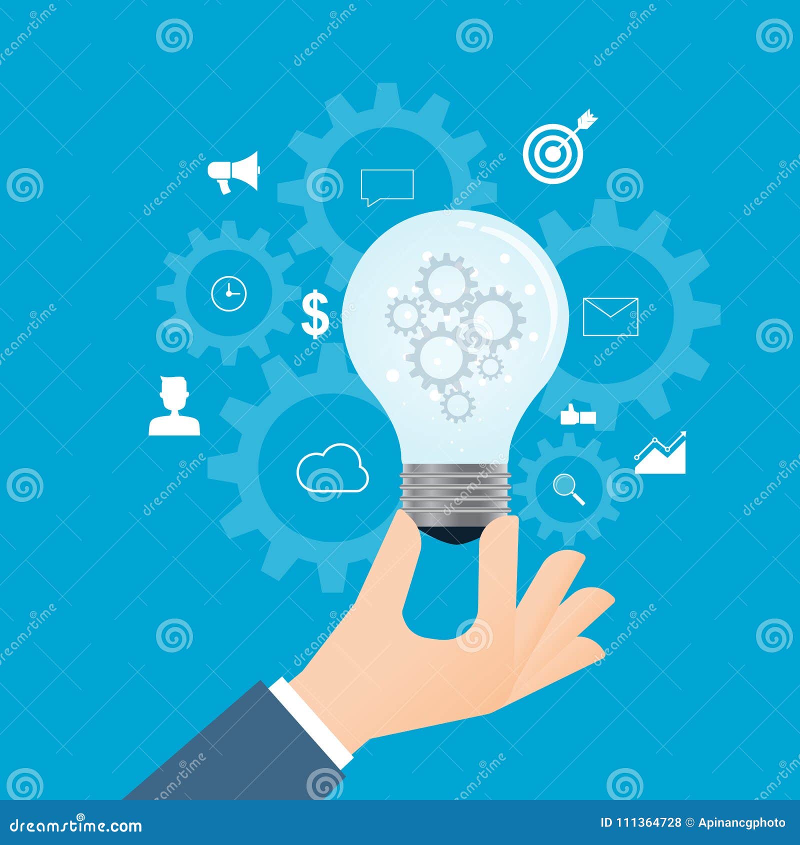 Flat Business Creative Process and Creative Thinking Concept Stock ...