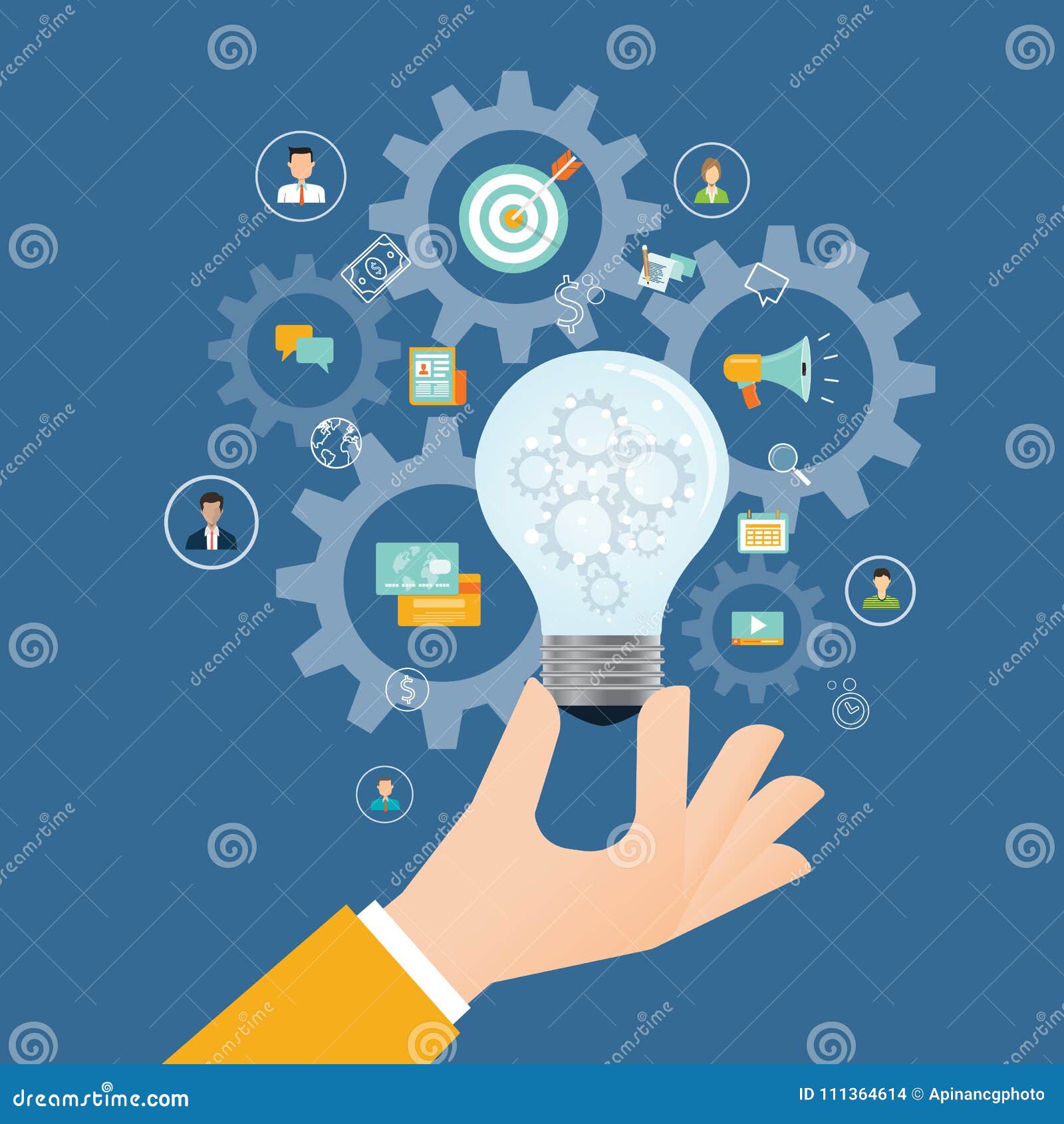 Flat Business Creative Process and Creative Thinking Concept Stock ...