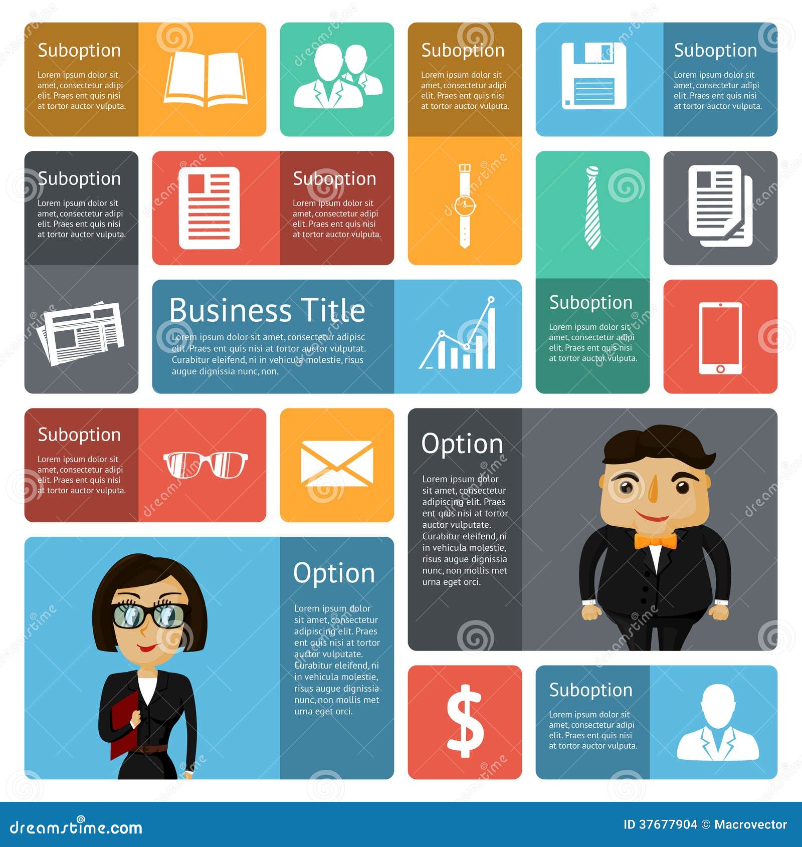 Flat Business Infographics Design Elements Stock Vector - Illustration ...