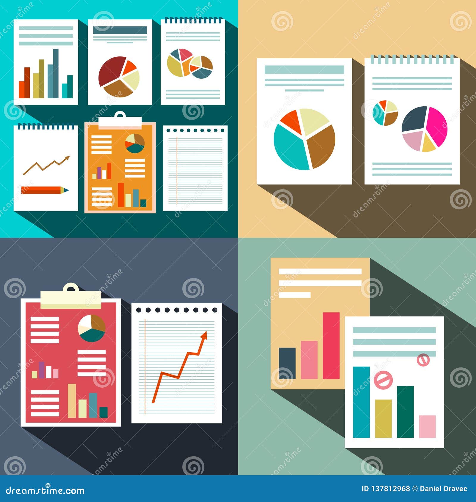 Flat Business Paper Data Report Background. Stock Vector - Illustration ...