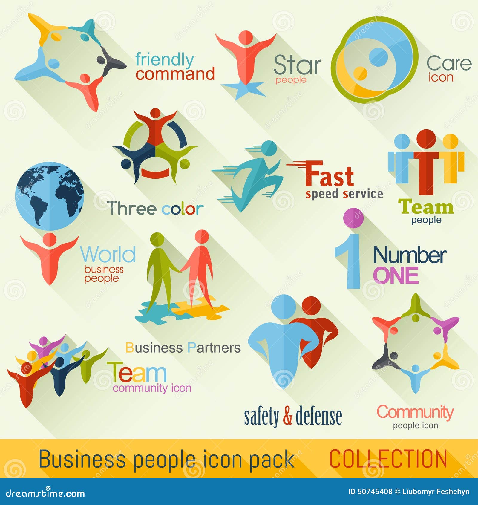 Flat Business People Logo Collection. Corporate Identity Stock Vector ...