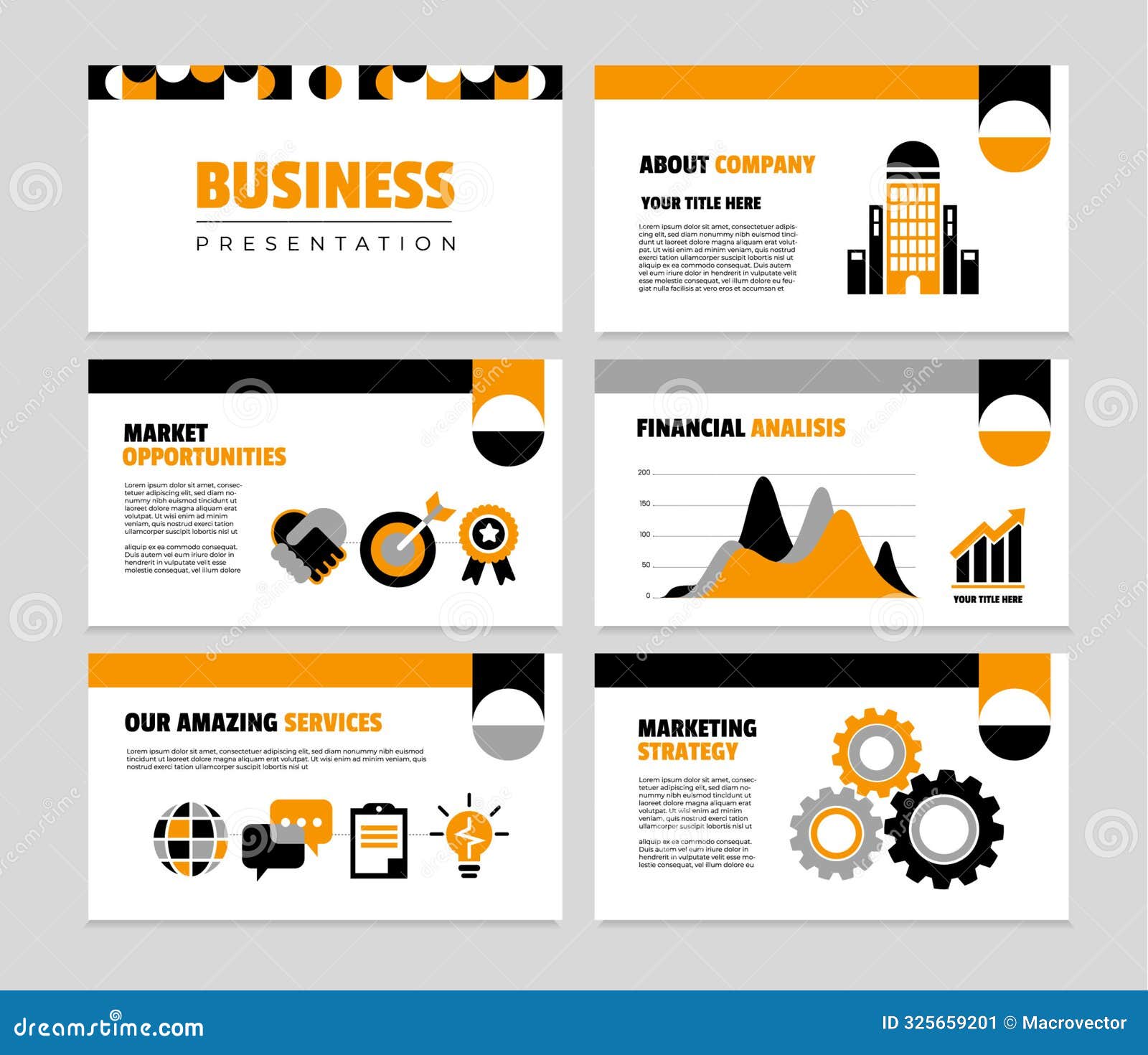 Flat Business Presentation Slides Template Collection Stock ...