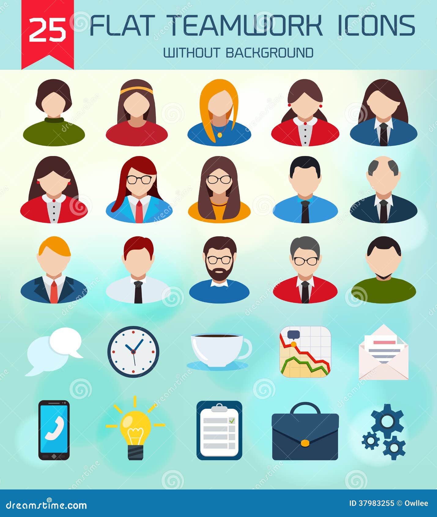 Flat Business Teamwork Icons Set. Stock Vector - Illustration of ...