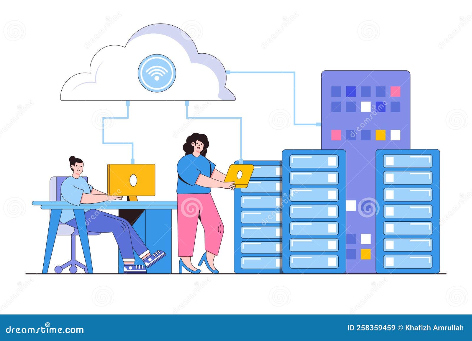 Flat Business Technology Cloud Computing Service Concept Administrator