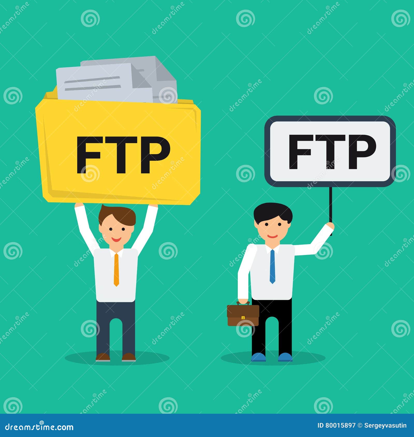 Flat Businessmen with FTP Sign Stock Vector - Illustration of download ...