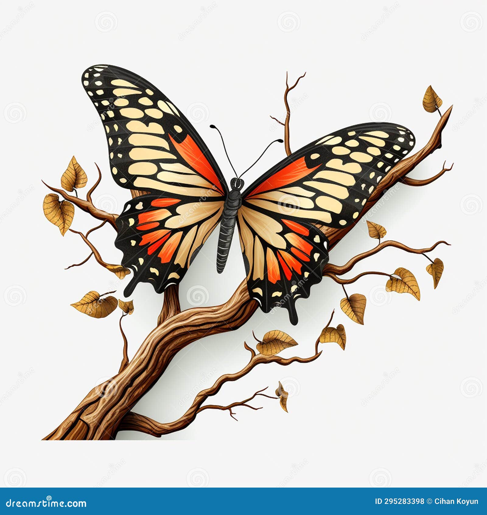Flat Butterfly Composition Grace in Flight Stock Illustration ...