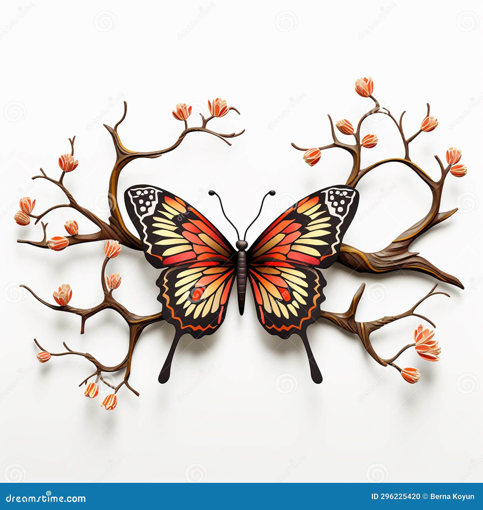 Flat Butterfly Flying Silent Beauty in Flight Stock Illustration ...