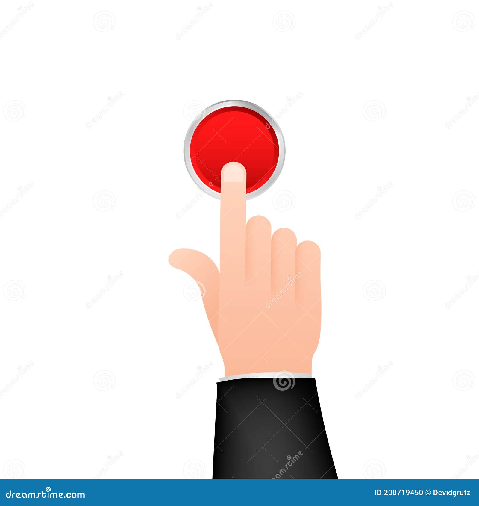 Flat Button Hand for Web Design. Push Touch Screen. Click Button ...