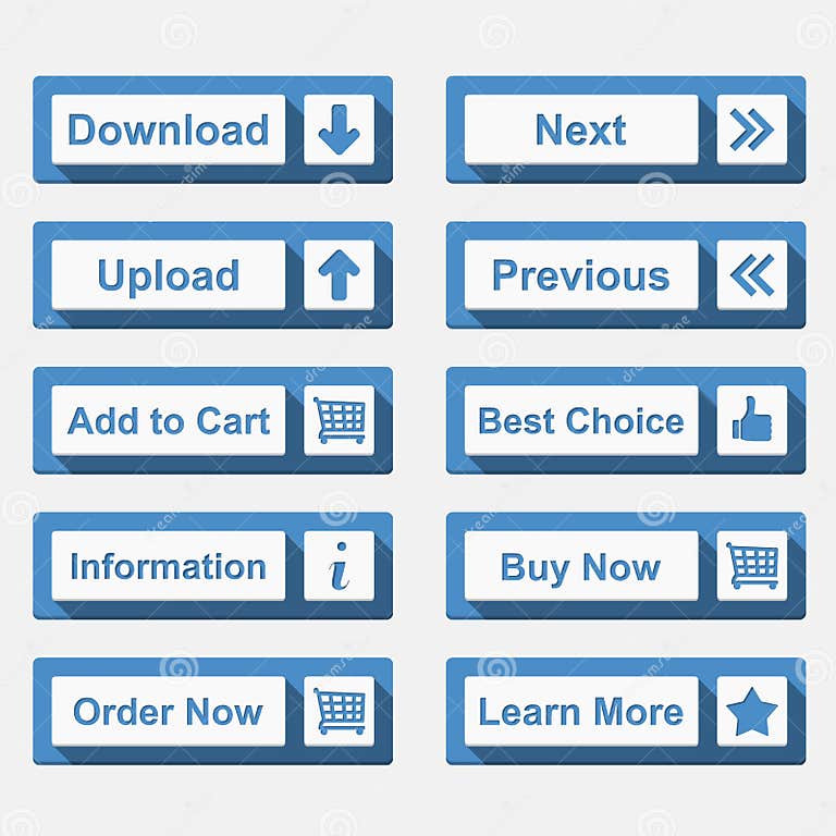 Flat Buttons Set stock vector. Illustration of black - 35859925