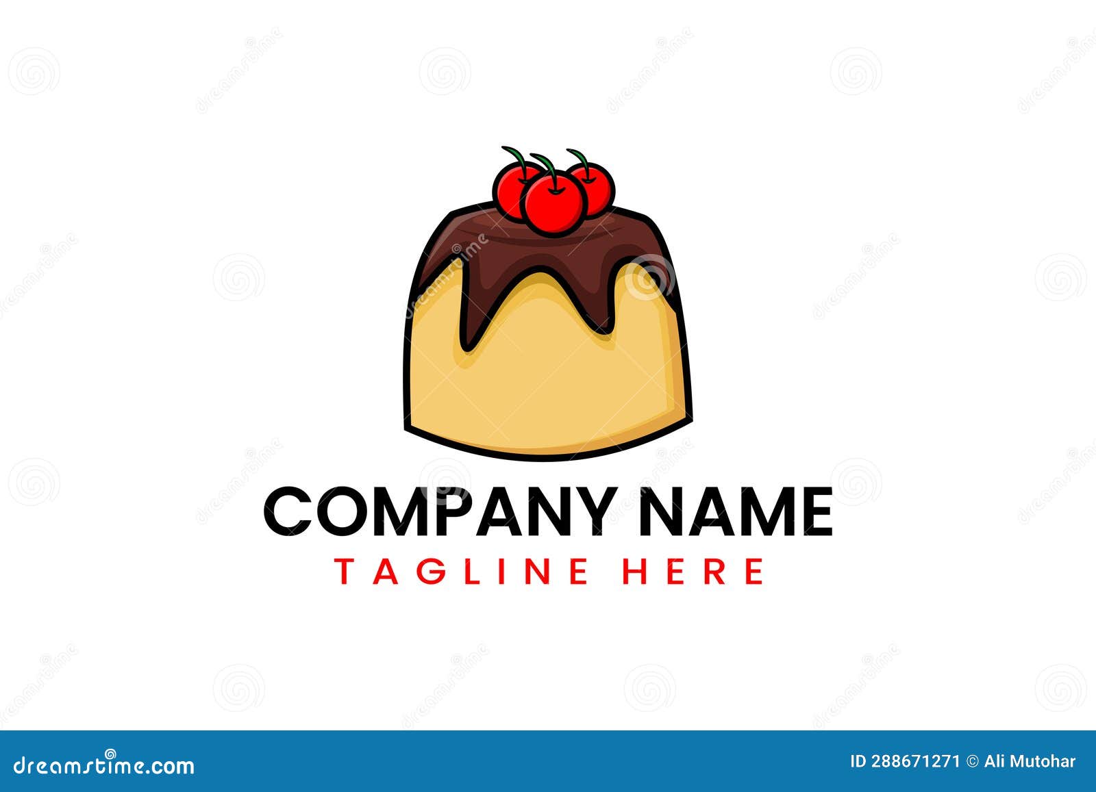 Flat Cake Pudding Icon Symbol Logo Template Stock Vector - Illustration ...