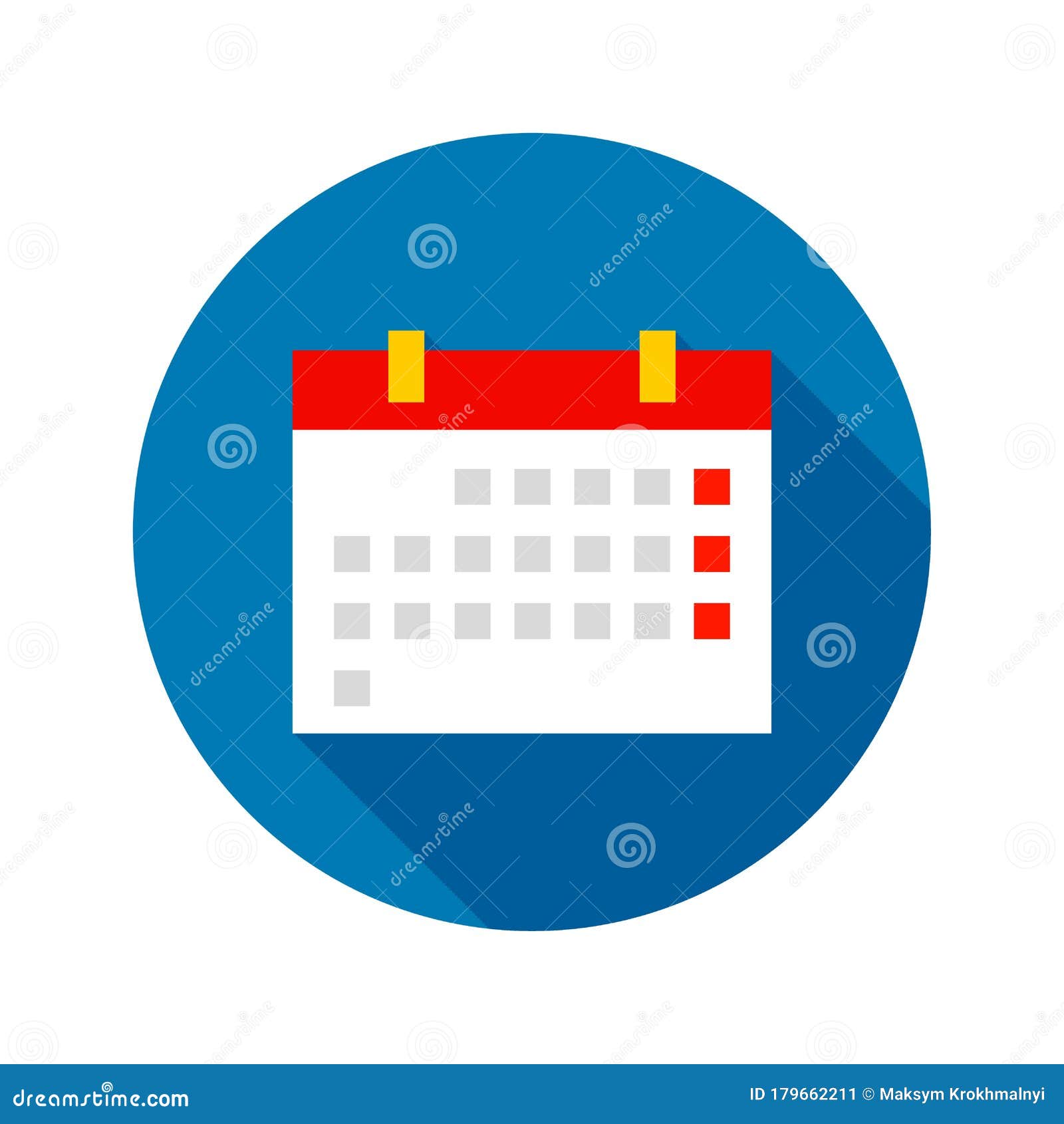 Flat Calendar Circle Icon stock vector. Illustration of date - 179662211