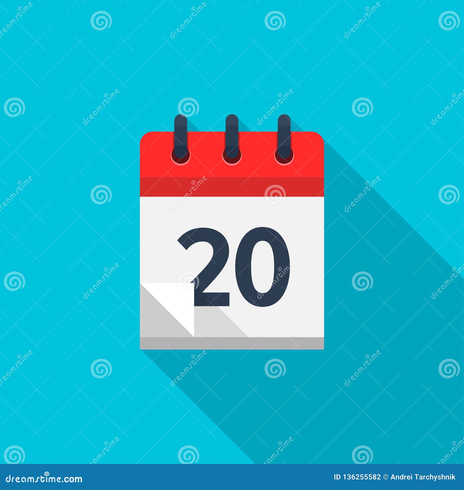 Flat Calendar Icon. Date and Time Background. Number 20. Stock Vector ...