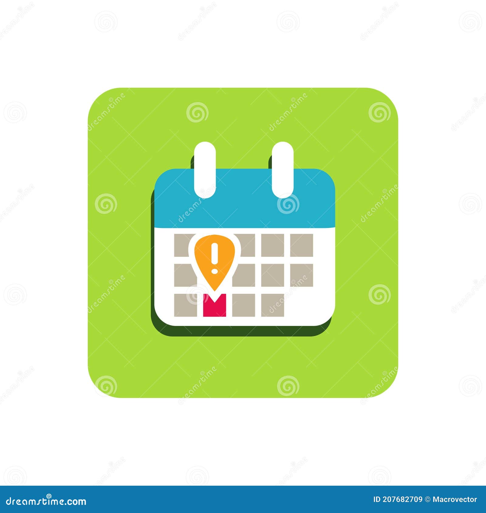 Flat Calendar Icon stock illustration. Illustration of attachment ...