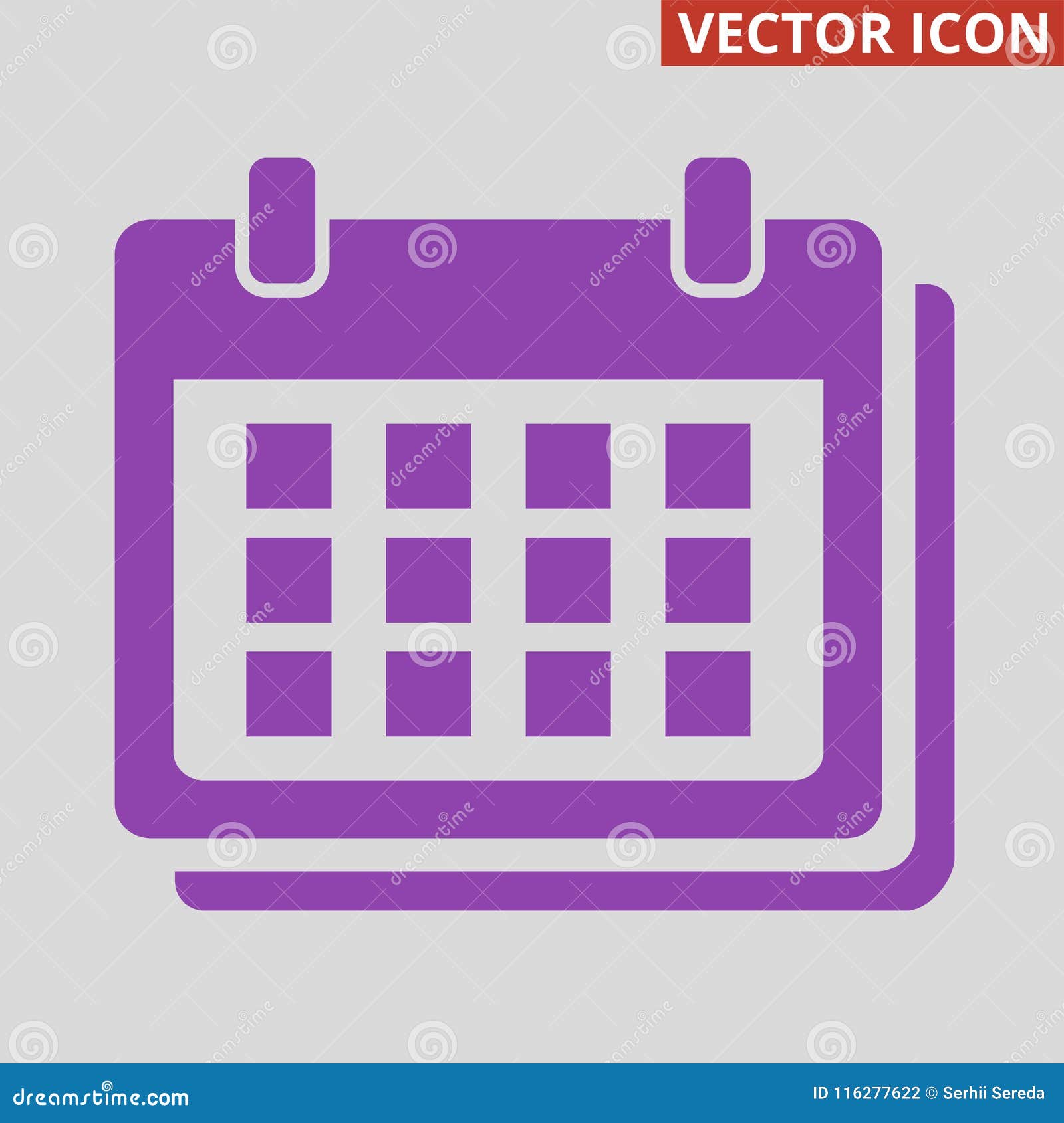 Flat Calendar Icon on Grey Background. Stock Illustration ...