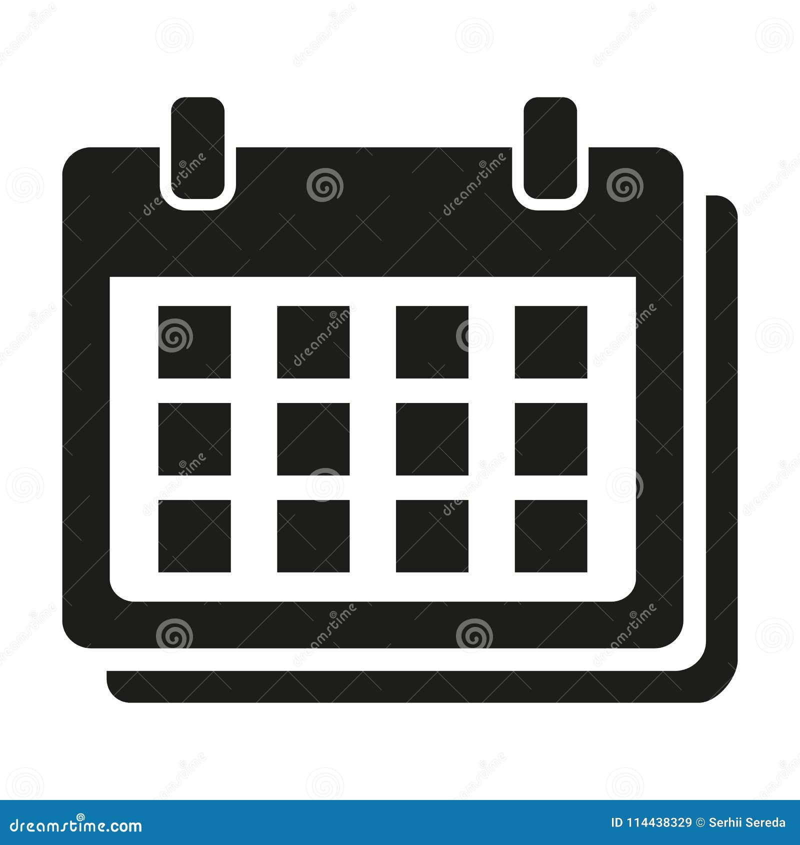 Flat Calendar Icon on White Background. Stock Illustration ...