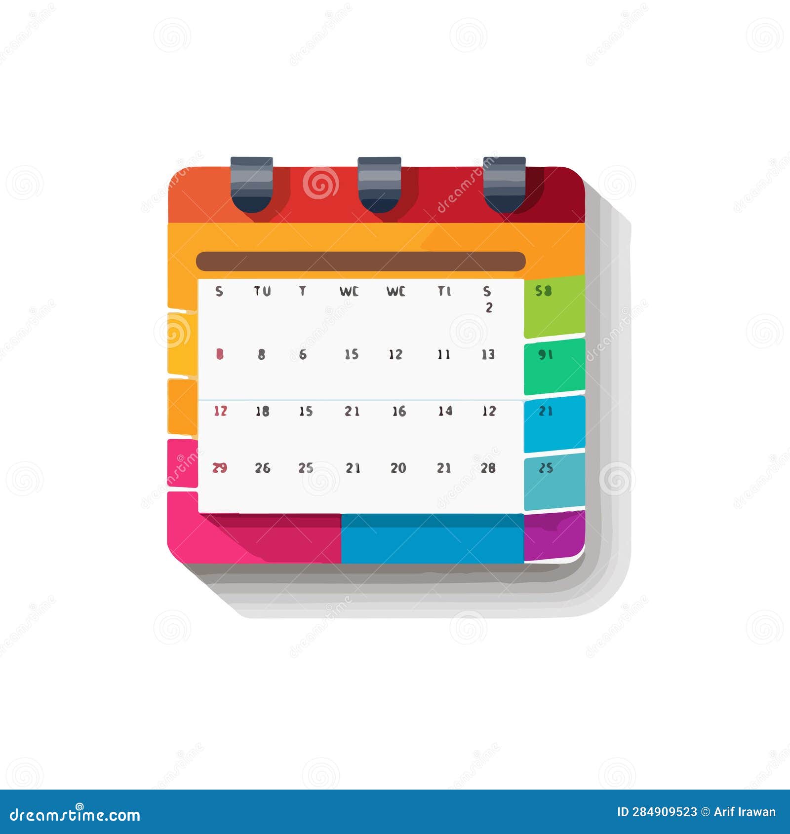 Flat Calender Vector Illustration Template with Vibrant Color Stock ...