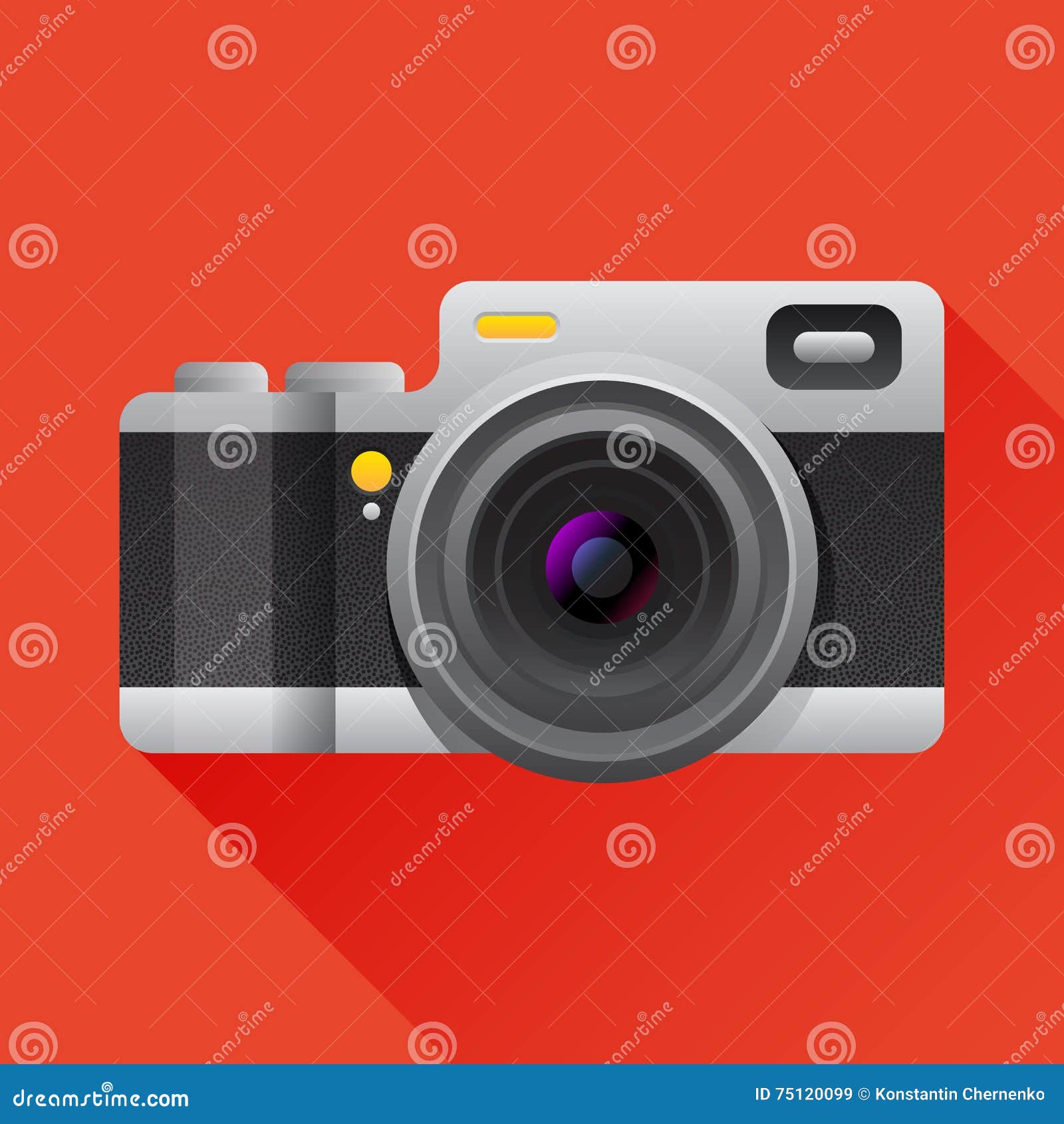 Flat Camera Icon with Long Shadow. Stock Vector - Illustration of flat ...